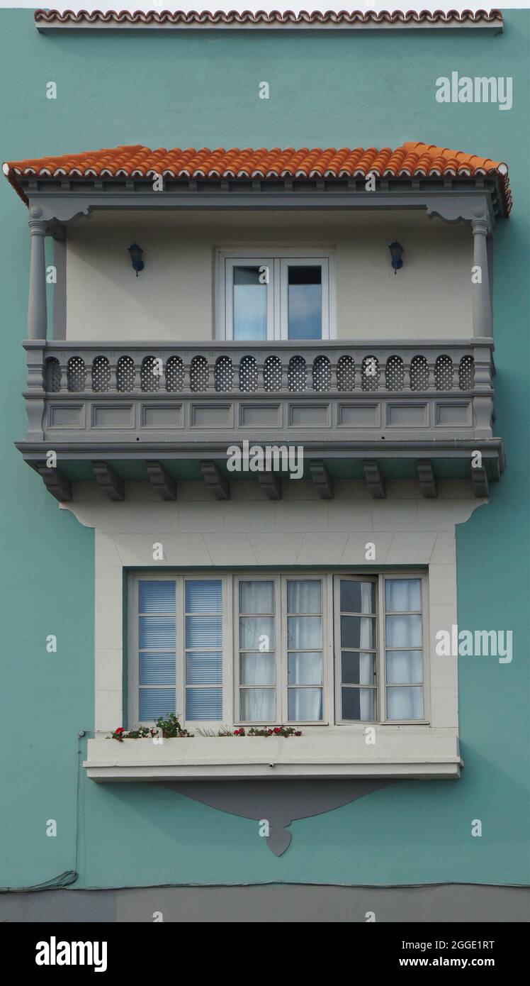 traditional balcony in Arabic style, In the Canary Islands, La Palma ...