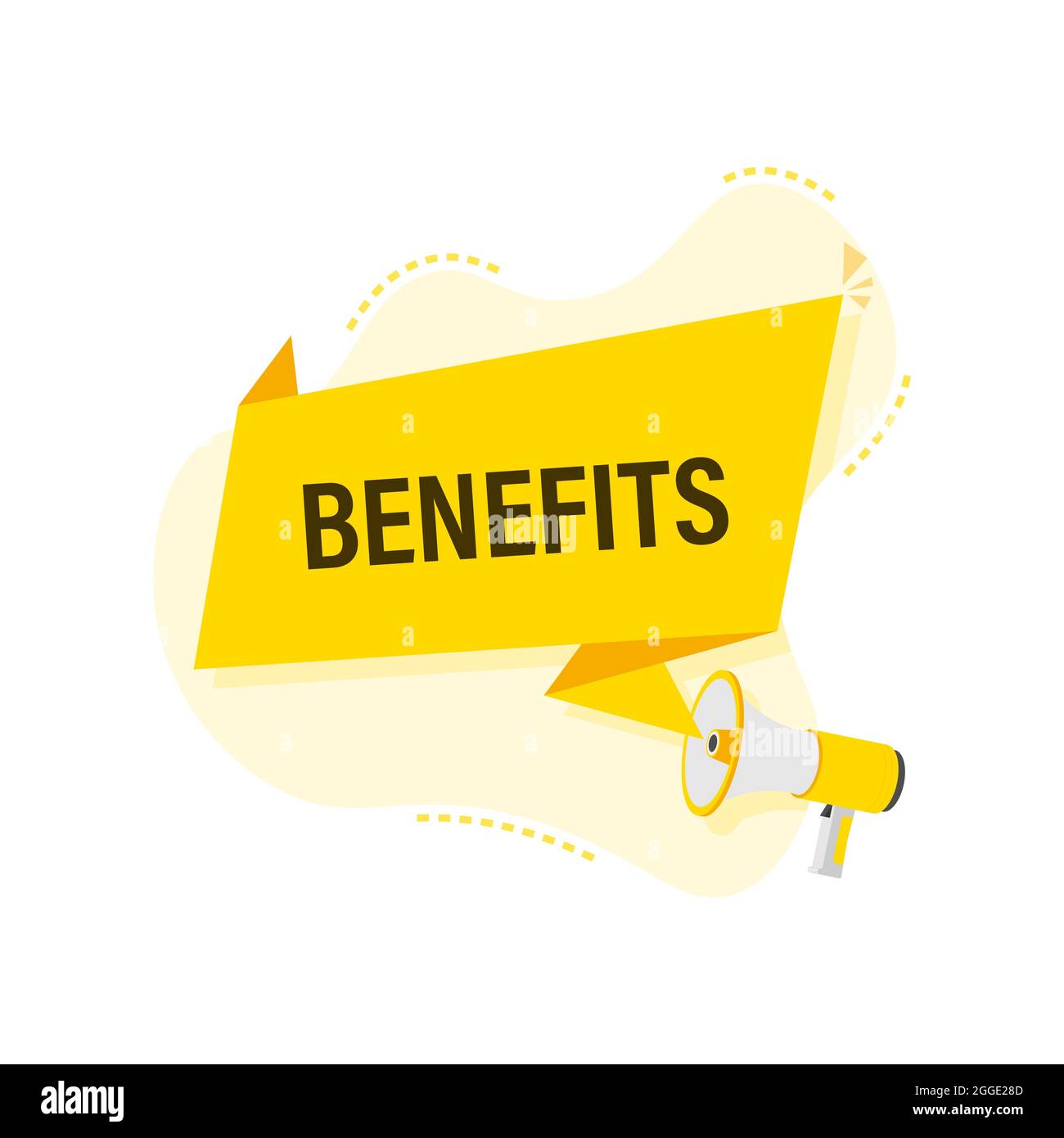 Hand Holding Megaphone with Benefits. Megaphone banner Stock Vector ...