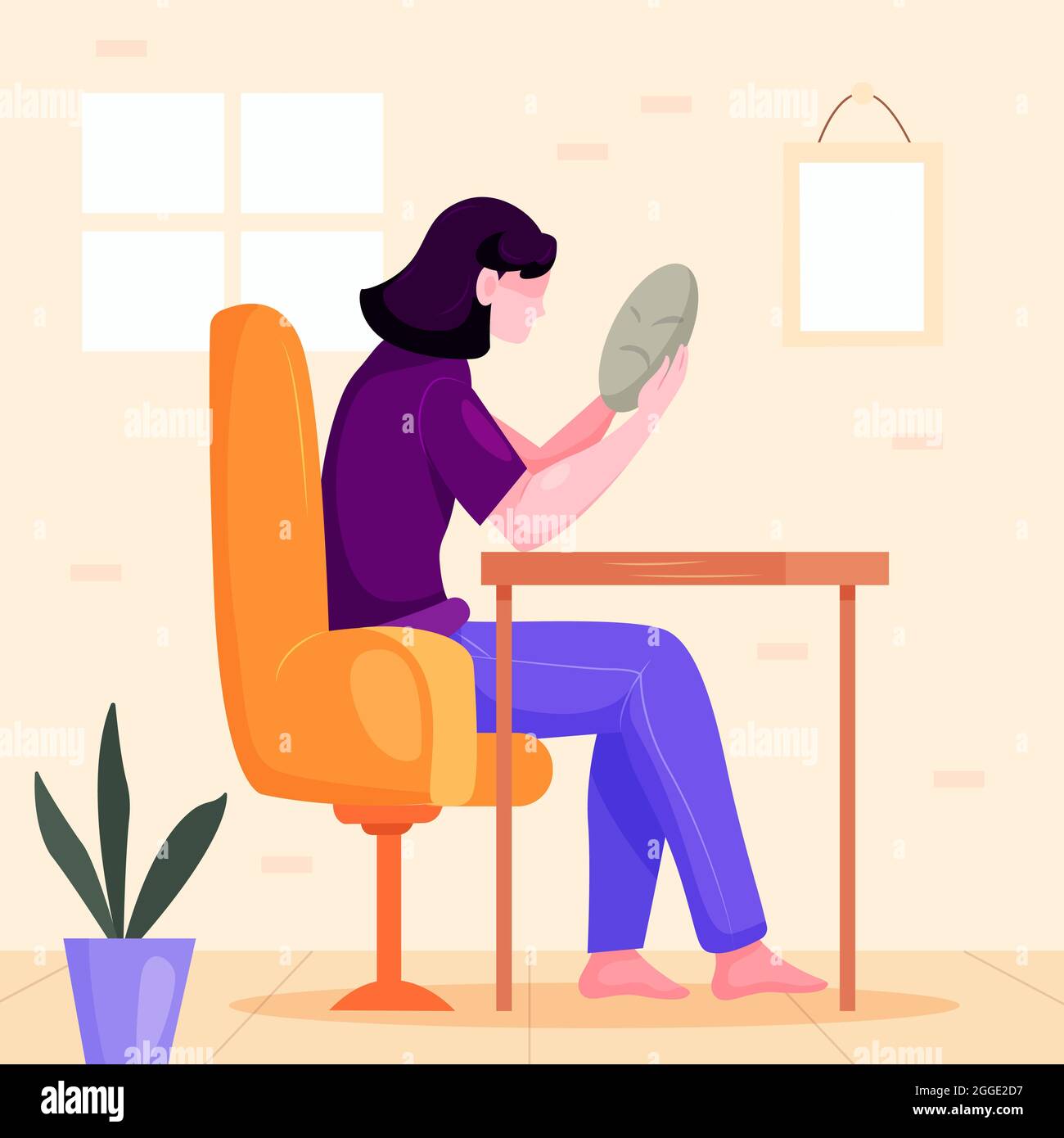 Detailed illustration of person with mental health problems Vector ...