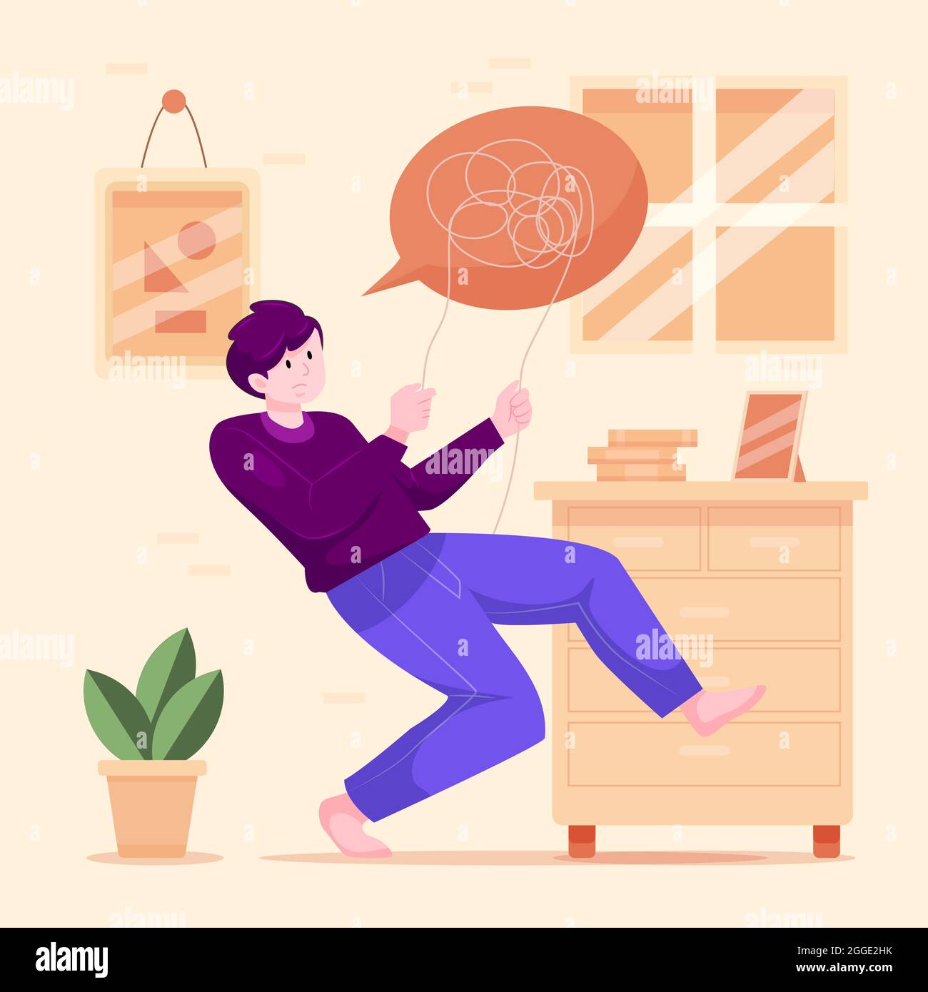 Detailed illustration of person with mental health problems Vector ...