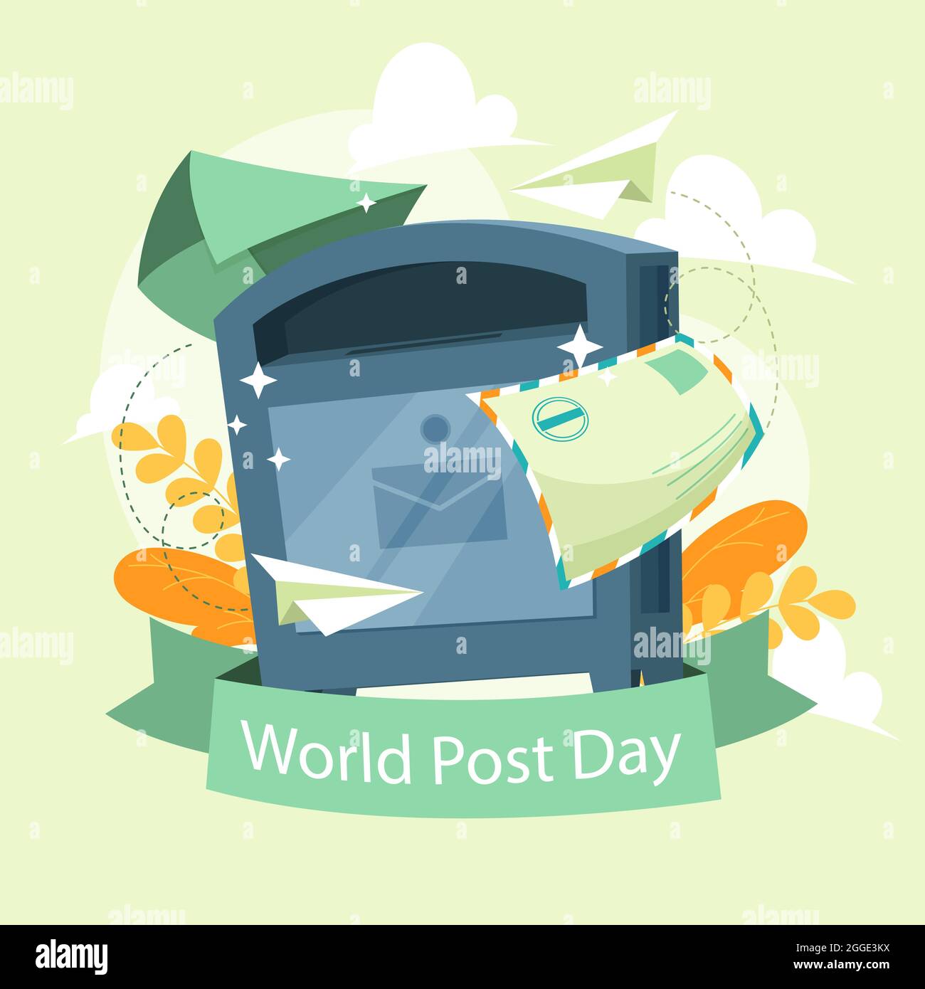 Hand drawn flat world post day illustration Vector illustration Stock ...