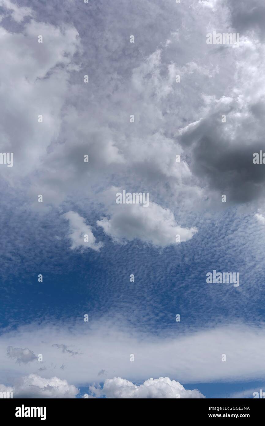 Cumulus cloud (Cumulus) and Cirrocumulus, Bavaria, Germany Stock Photo ...