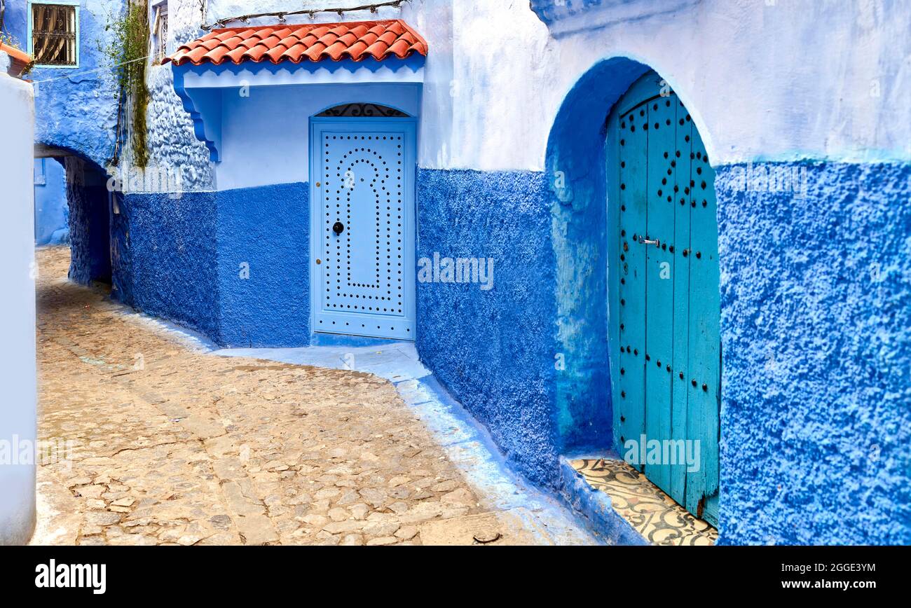 Streets and colored houses, View from the city street where all ...