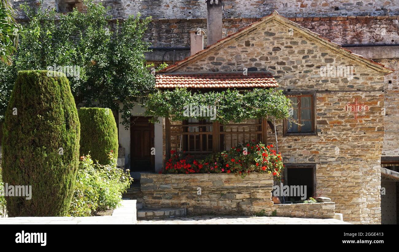 traditional, medieval, historic building, Xenophondos monastery, mount ...