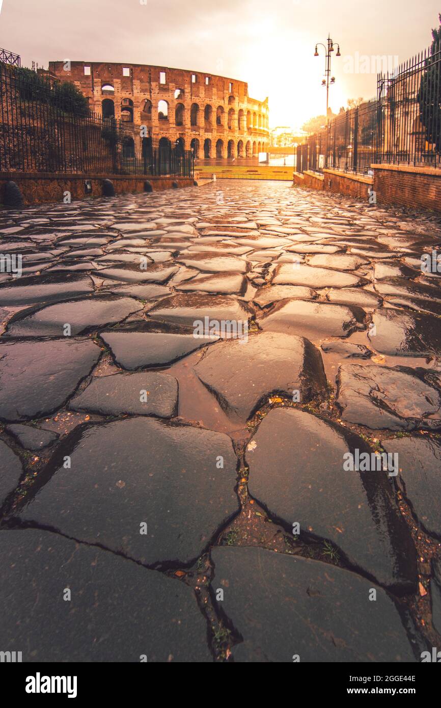 The Colosseum in the rain, sunrise, Rome, Italy Stock Photo - Alamy