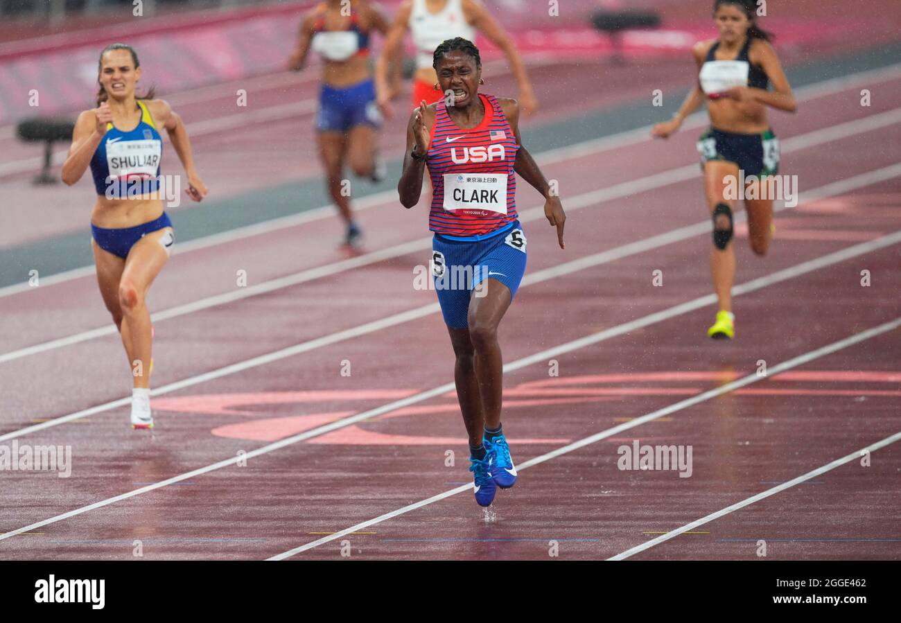 Breanna Clark from USA winning 400m during athletics at the Tokyo ...