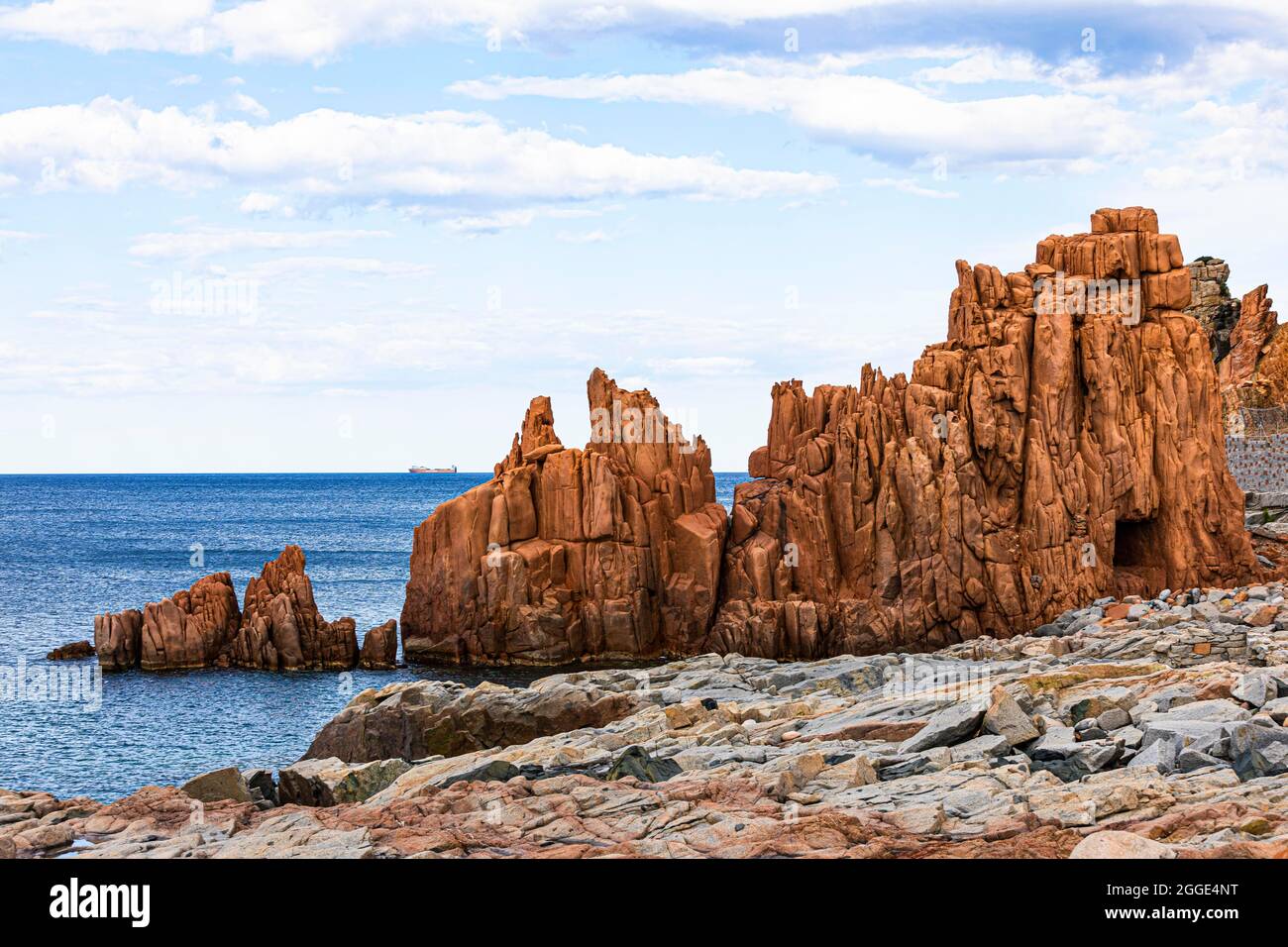 Red cliffs of Capo Bellavista, Arbatax, Sardinia, Italy Stock Photo - Alamy