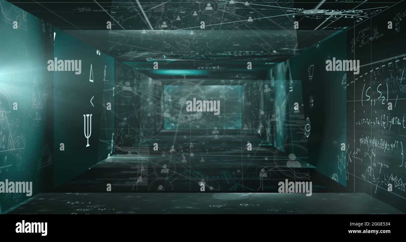Image of network of connections with screens and data processing Stock ...