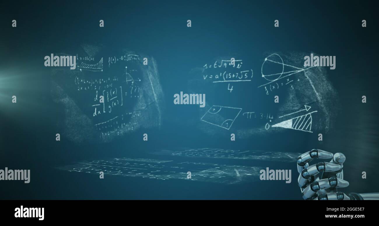 Image of a light bulb in the palm of a robot arm on mathematical ... Image of a light bulb in the palm of a robot arm on mathematical ...
