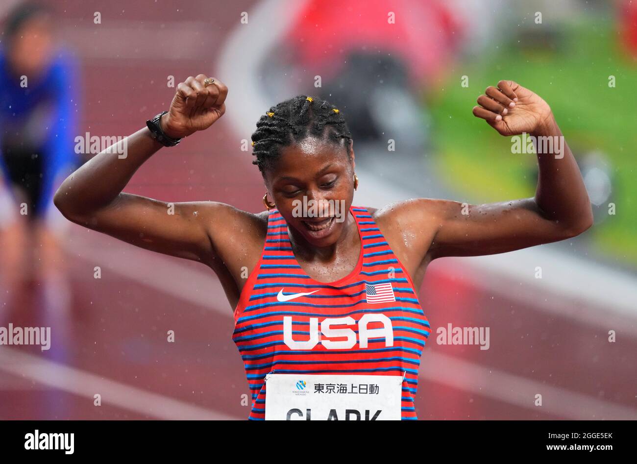 Breanna Clark from USA winning 400m during athletics at the Tokyo ...