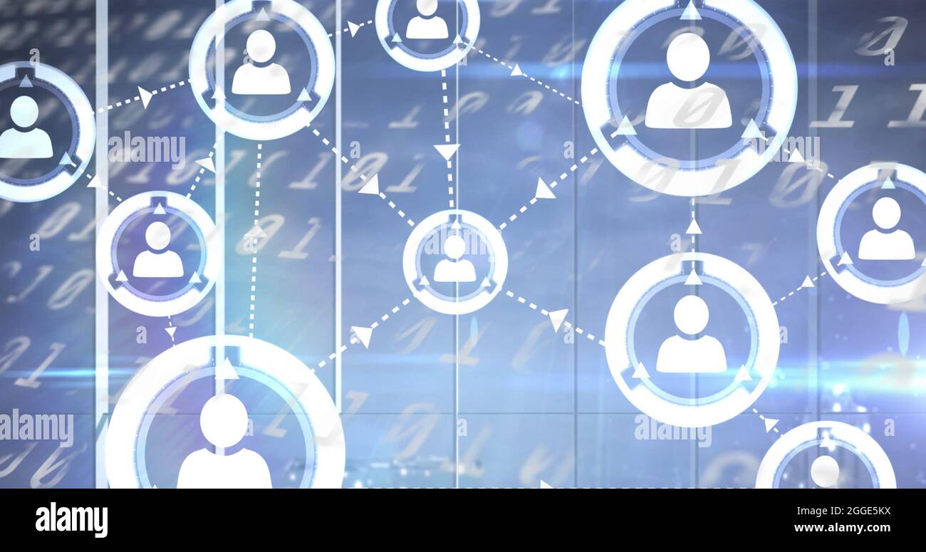 Image of connected people icons over changing numbers Stock Photo - Alamy
