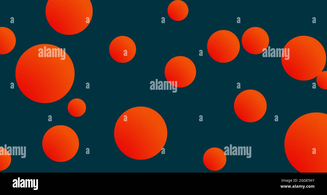 Multiple orange spheres moving against blue background Stock Photo - Alamy