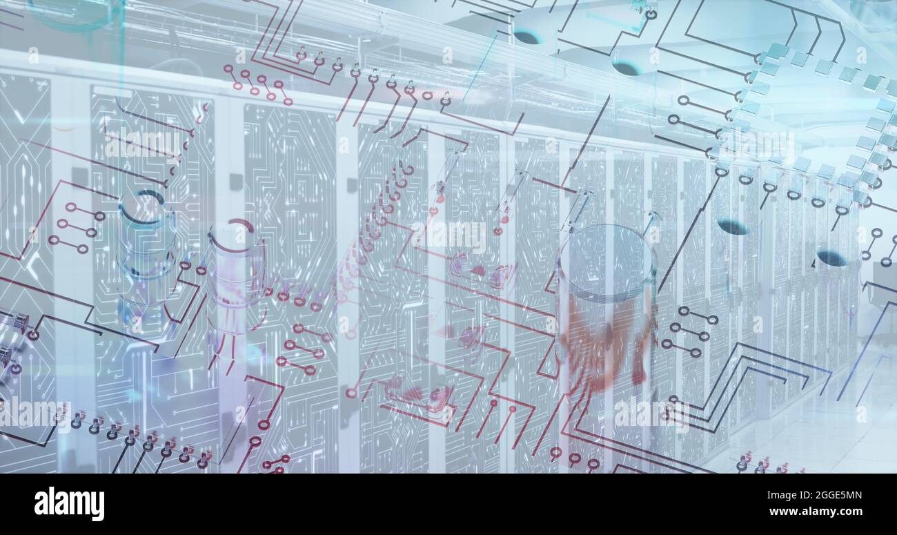 Image of a microprocessor over an empty server room Stock Photo - Alamy