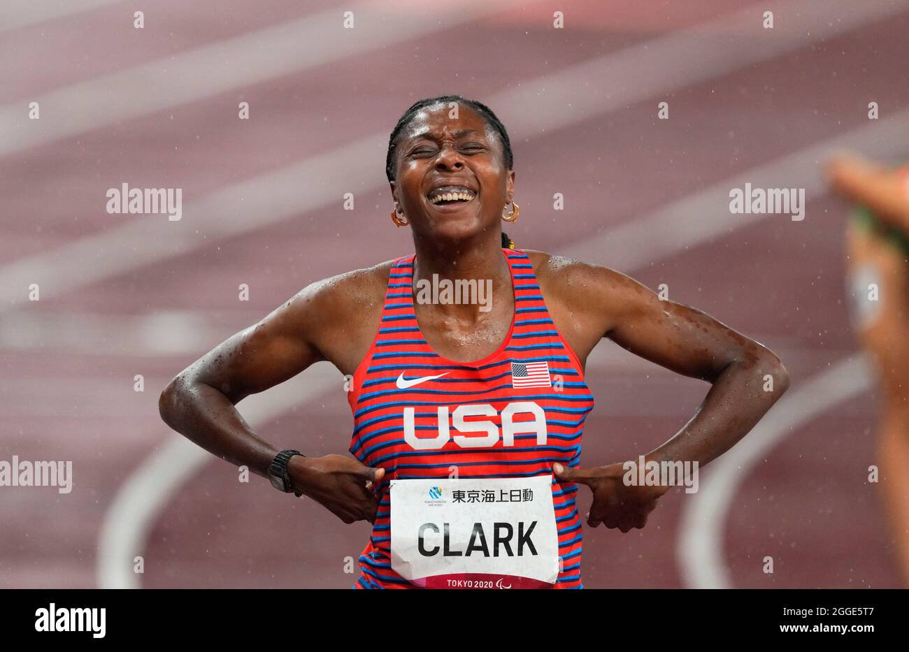 Breanna Clark from USA winning 400m during athletics at the Tokyo ...