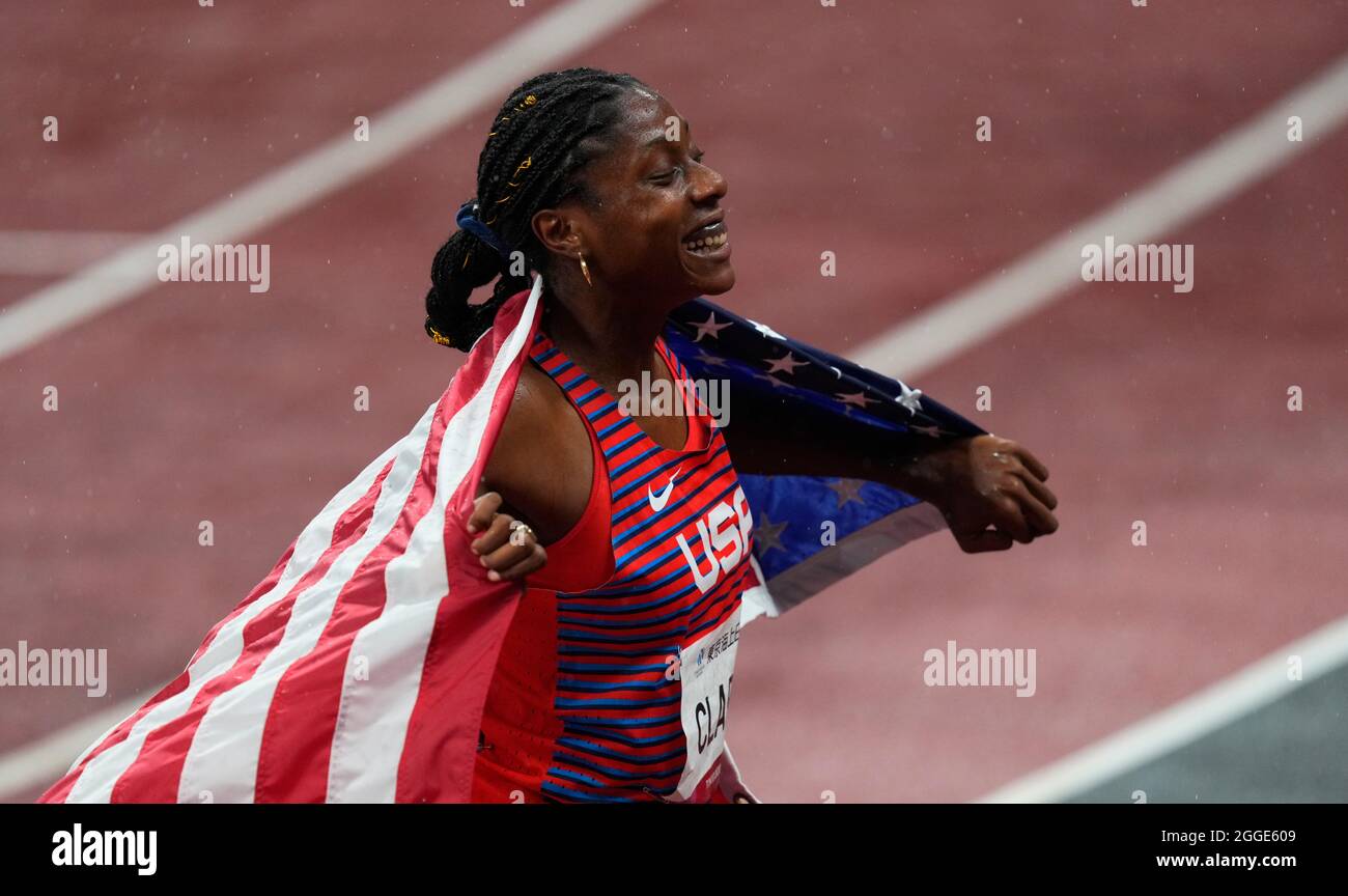 Breanna Clark from USA winning 400m during athletics at the Tokyo ...