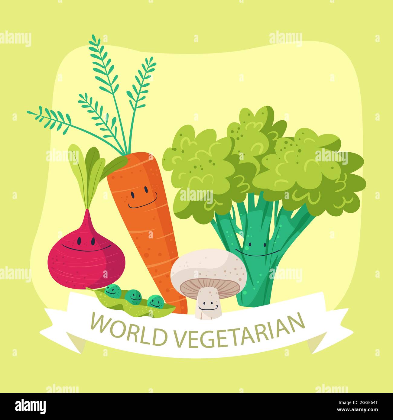 Hand drawn flat world vegetarian day illustration Vector illustration ...