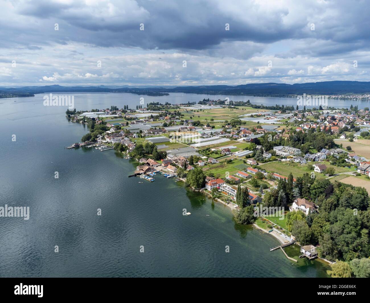 View of the western part of Reichenau Island in Lake Constance ...