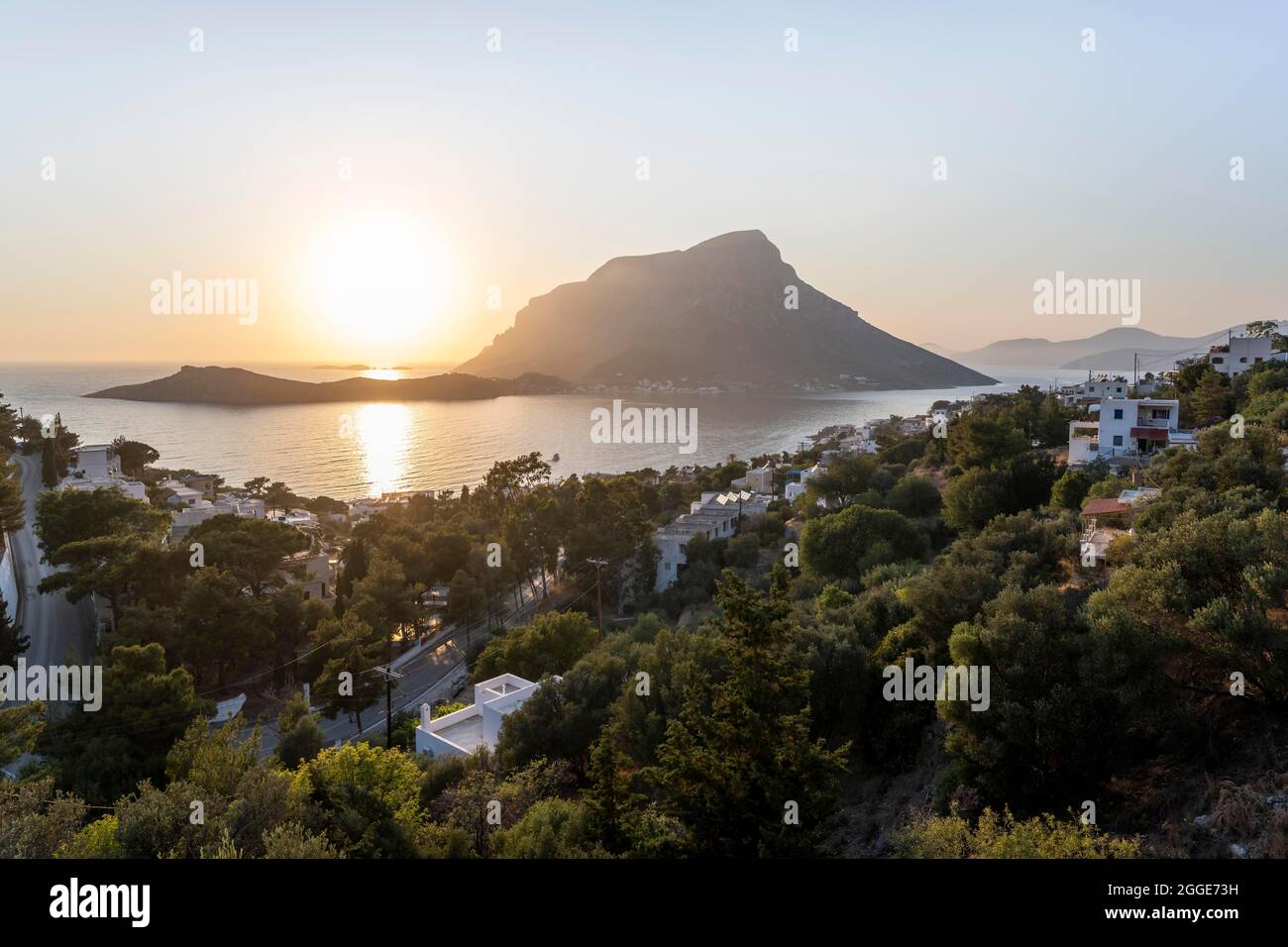 Sea and hills in evening mood, village view of Mirties and Masouri ...