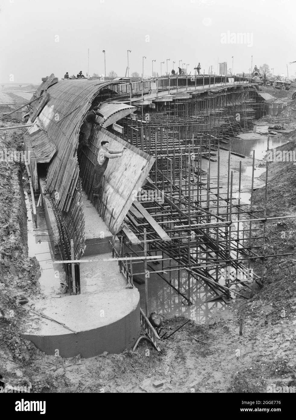 A view of the final steelfixing being carried out on the internal ...