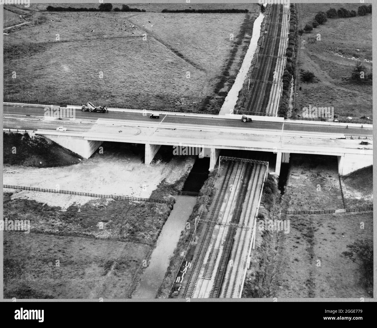 An aerial view of the construction of the Birmingham to Preston ...