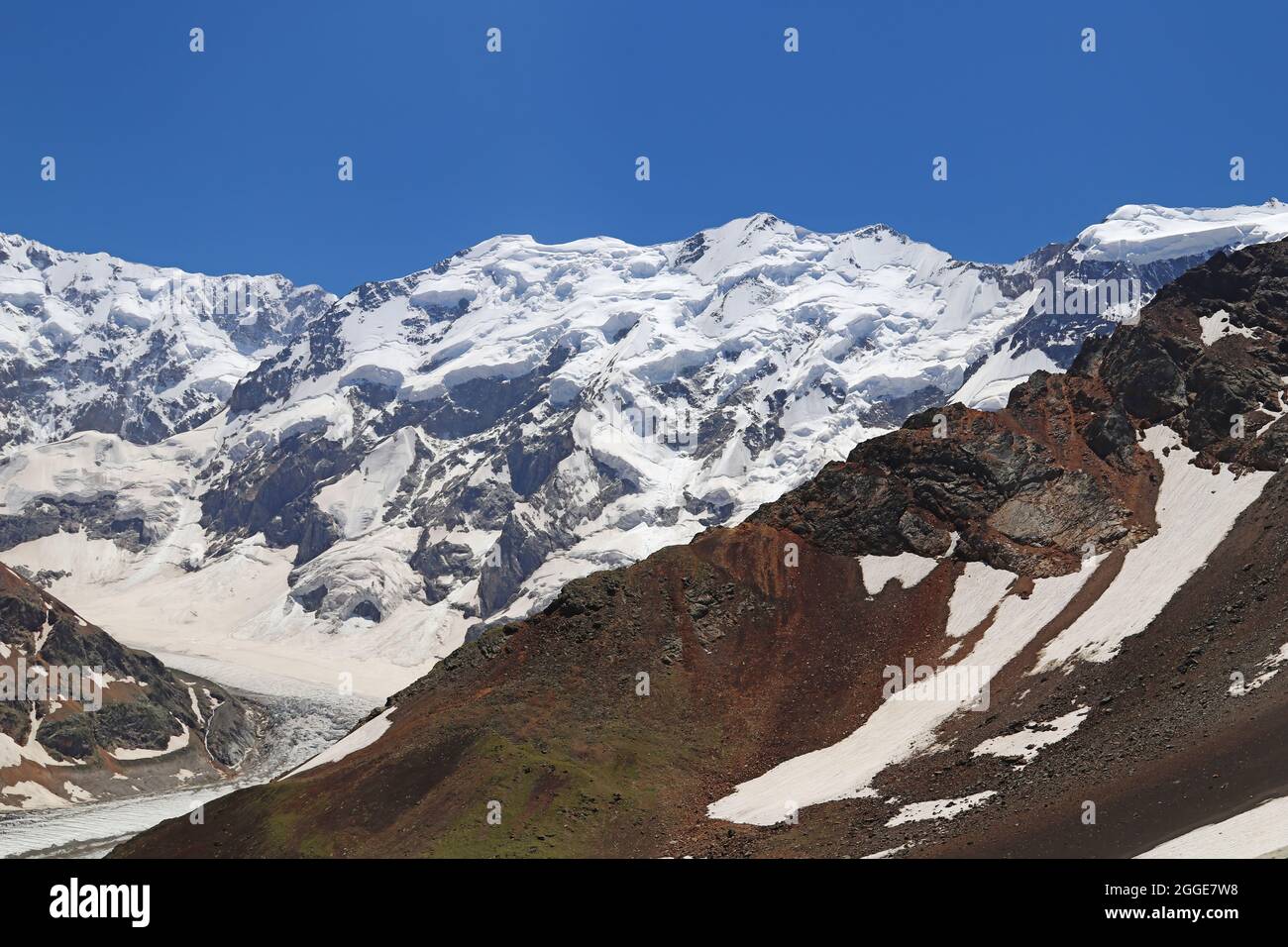 Bezengi glacier and the glacial landscape. Main Caucasian Range. "Small ...