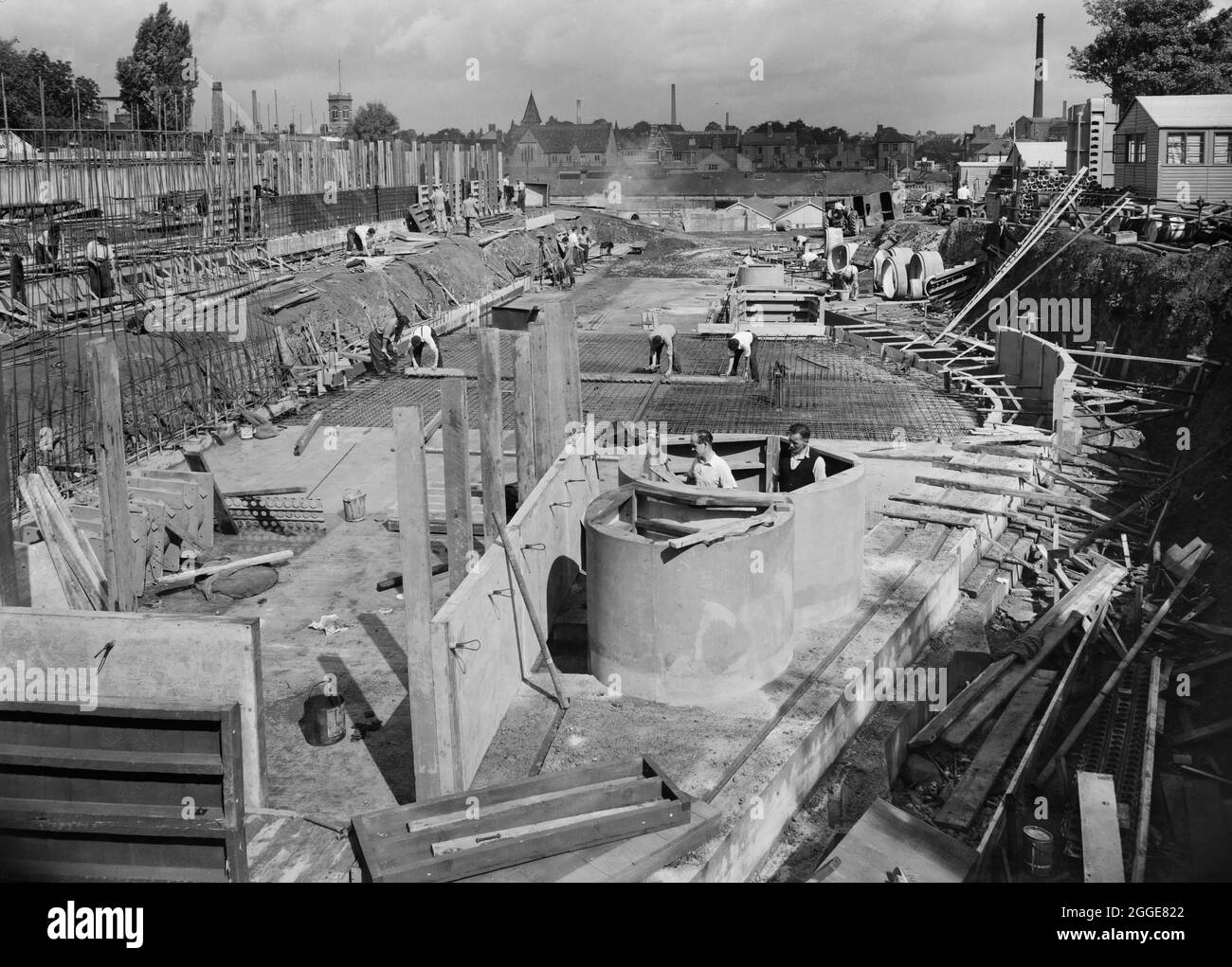 A view of the construction site of Coventry Cathedral, showing the ...