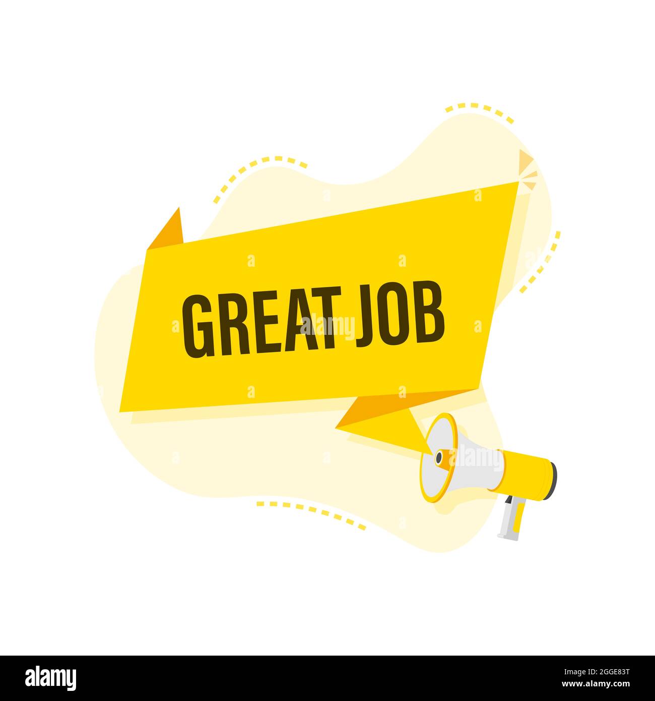 Hand Holding Megaphone with Great job. Megaphone banner. Web design ...