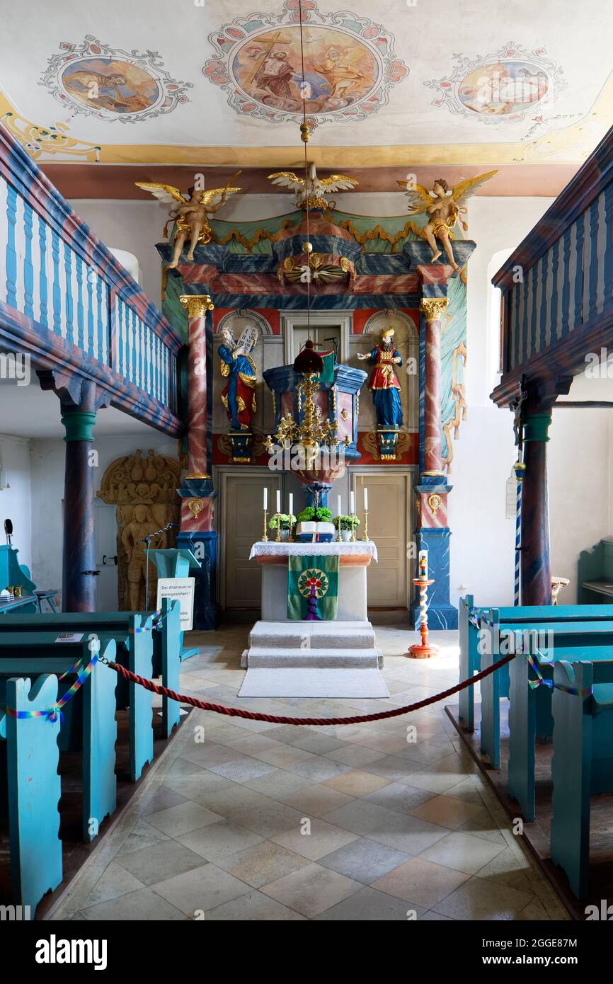 Church, altar, Egloffstein Castle, built around 1150, hilltop castle ...