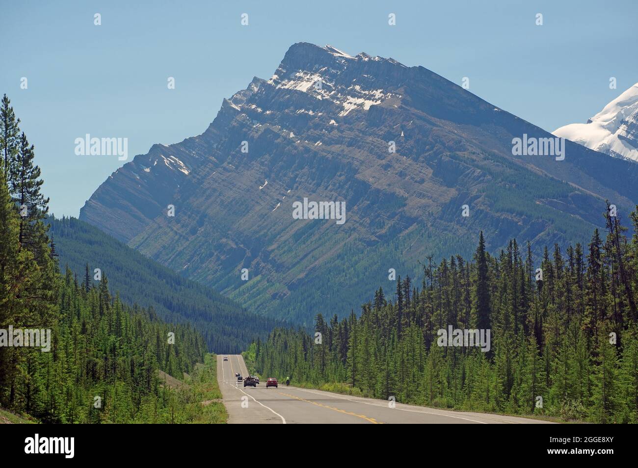 Onward Highway and Mountains, Icefields Parkway, Alberta, Canada Stock ...