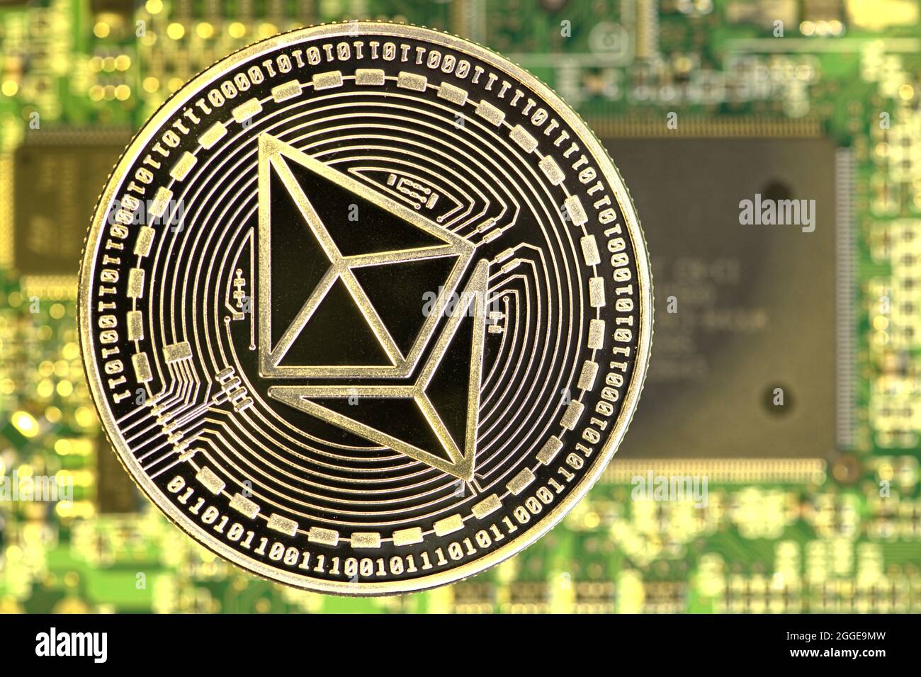 Deutschland. 16th Aug, 2021. Ethereum/Ether coin on a circuit board ...