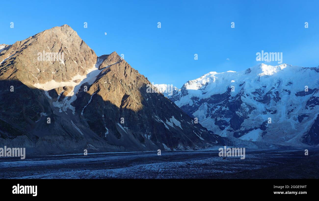 Bezengi glacier and the glacial landscape. Main Caucasian Range. "Small ...