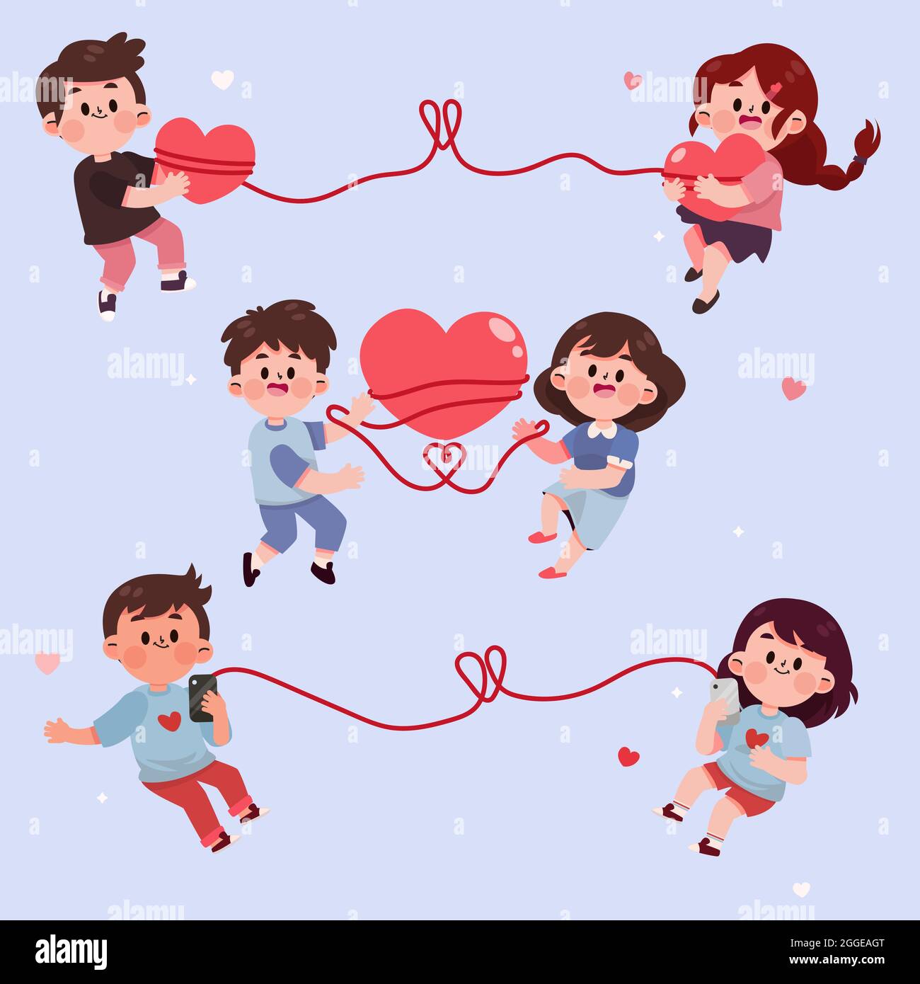 Cute hand drawn couples stickers set Vector illustration Stock Vector ...