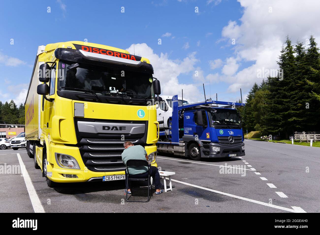 Truck Driver resting on a parking - France Stock Photo - Alamy