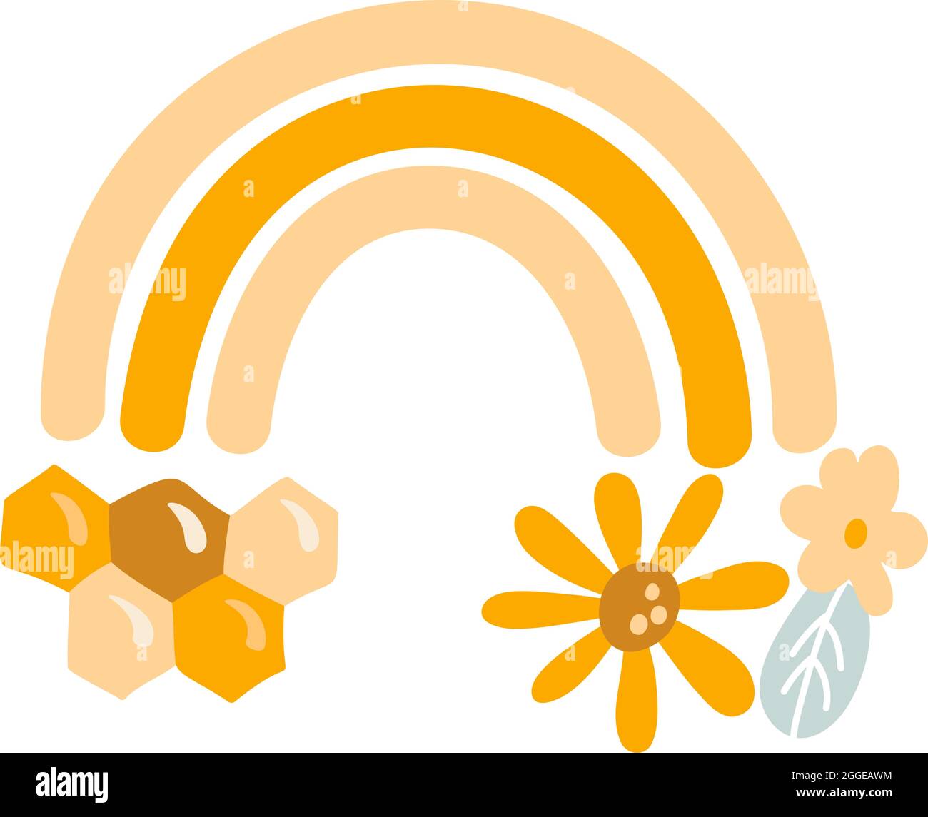 Honey rainbow vector illustration scandinavian. Honey-hued arc ...