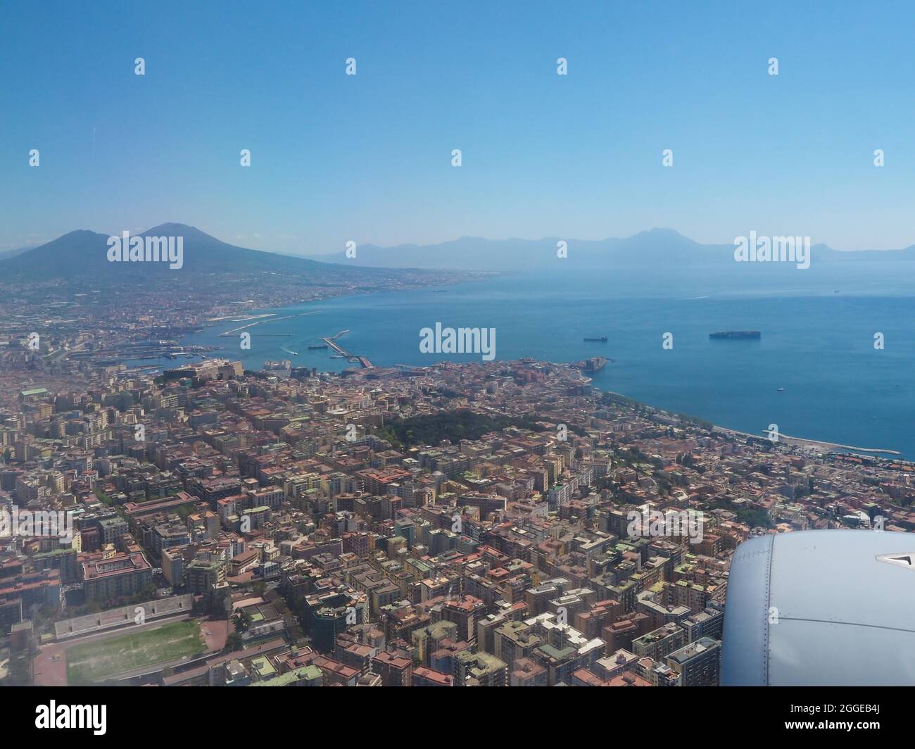 Aerial view, skyline of Naples with Vesuvius, Naples, Campania, Italy ...