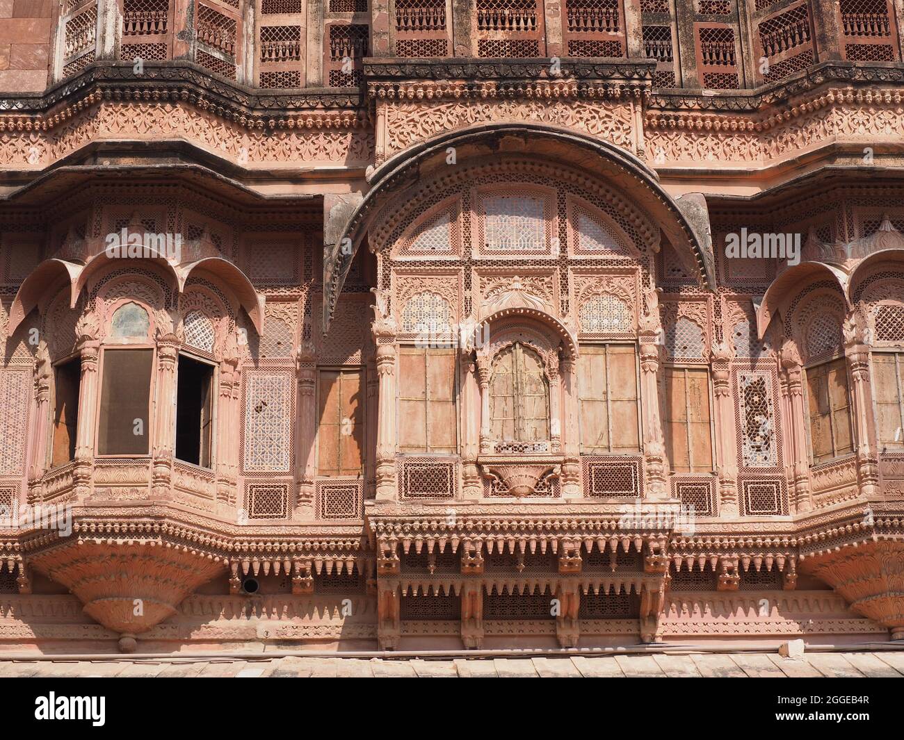 Splendid stone architecture, oriel, Mehrangarh Fort, Jodhpur, Rajasthan ...