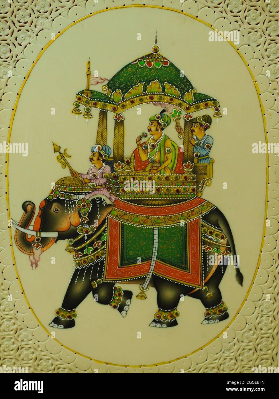 Maharaja riding an elephant, historical scene, traditional miniature ... Maharaja riding an elephant, historical scene, traditional miniature ...