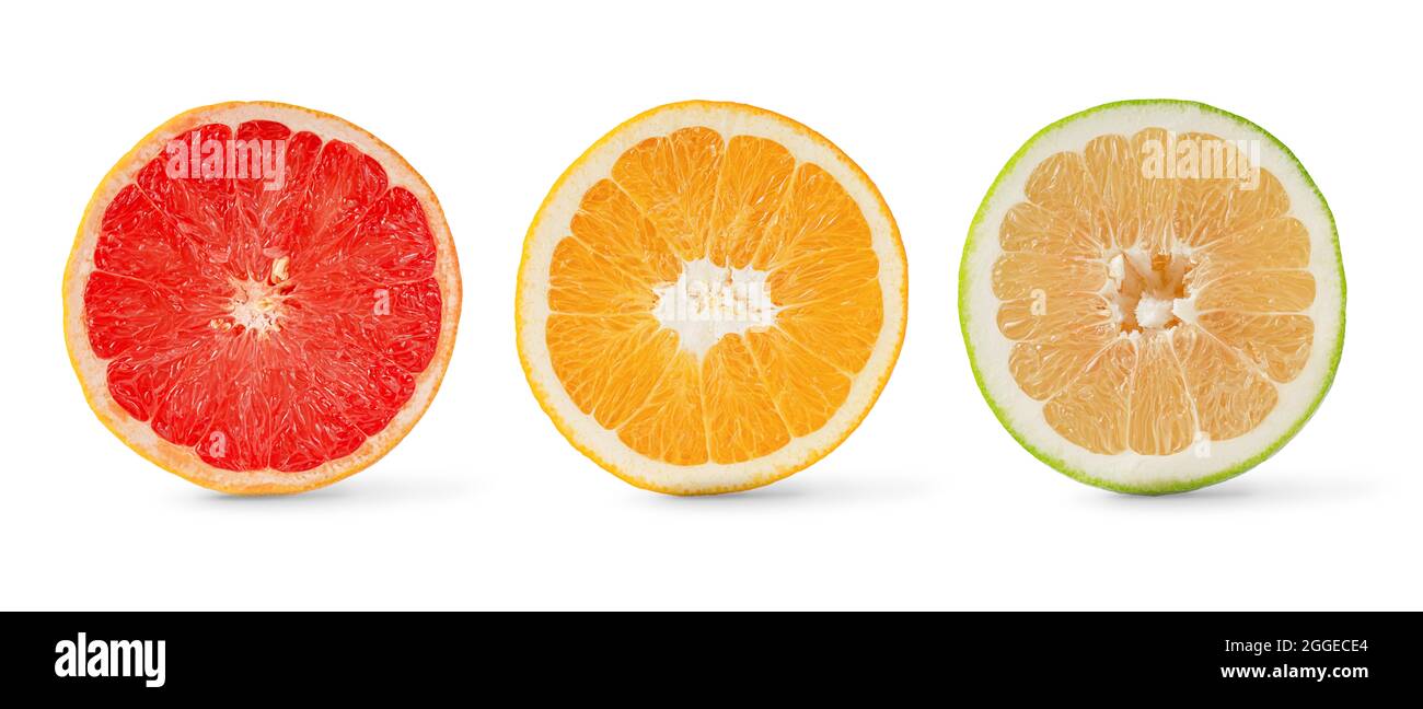 Citrus fruits halves collection of grapefruit, orange and sweetie ...