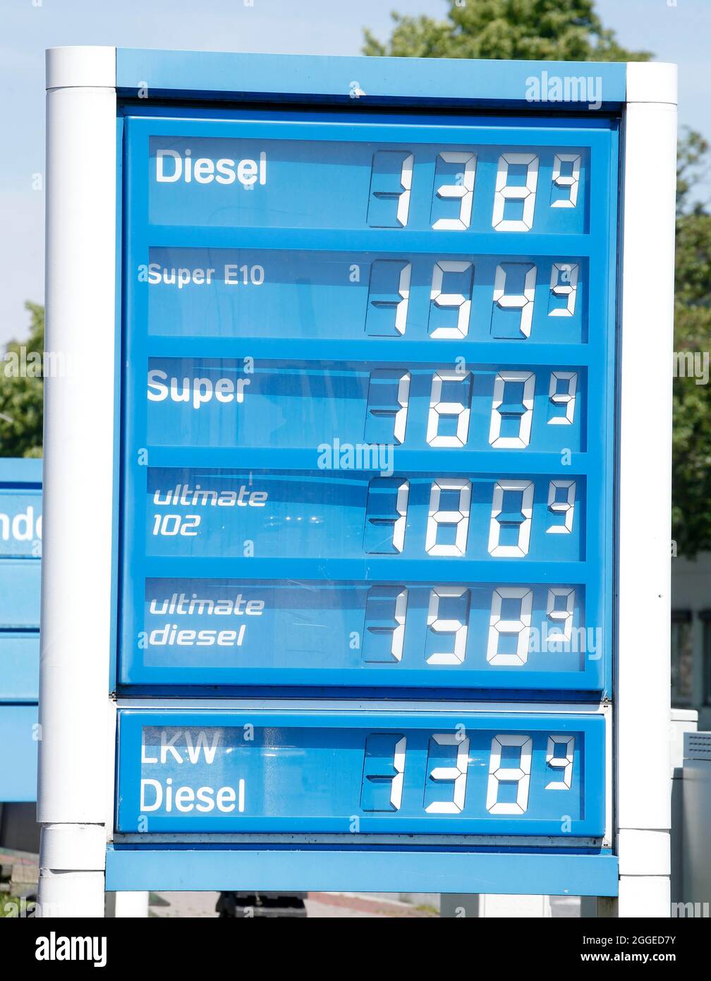 Price board at an Aral petrol station, Germany Stock Photo - Alamy