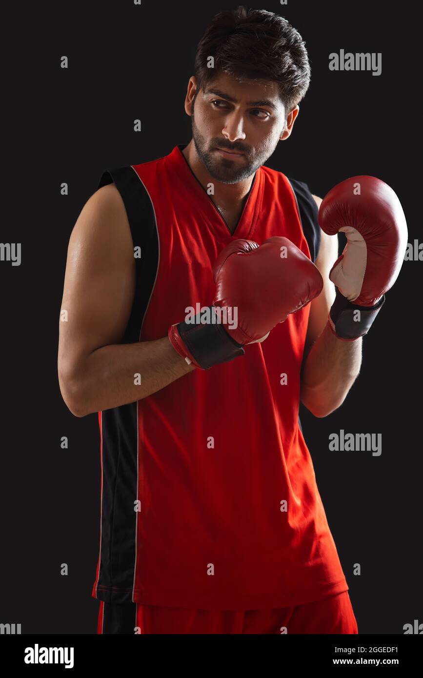 A CONFIDENT BOXER STANDING AND LOOKING AWAY Stock Photo - Alamy
