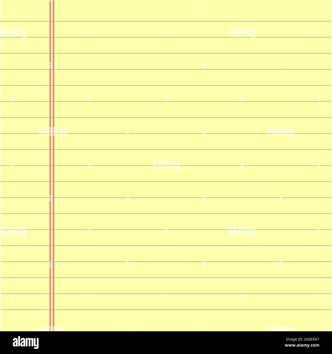 Notebook paper background. Yellow lined paper. flat style Stock Photo - Alamy