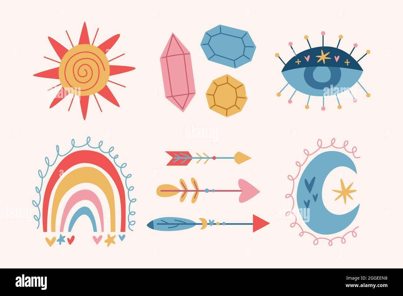 Hand drawn boho element set Vector illustration Stock Vector Image ...