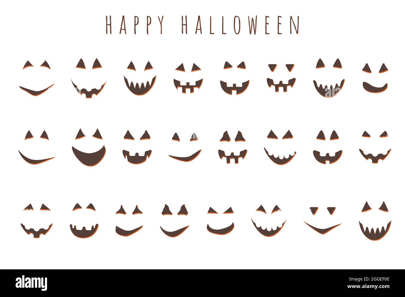 scary halloween pumpkin and ghost carving faces. vector set of emotions ...