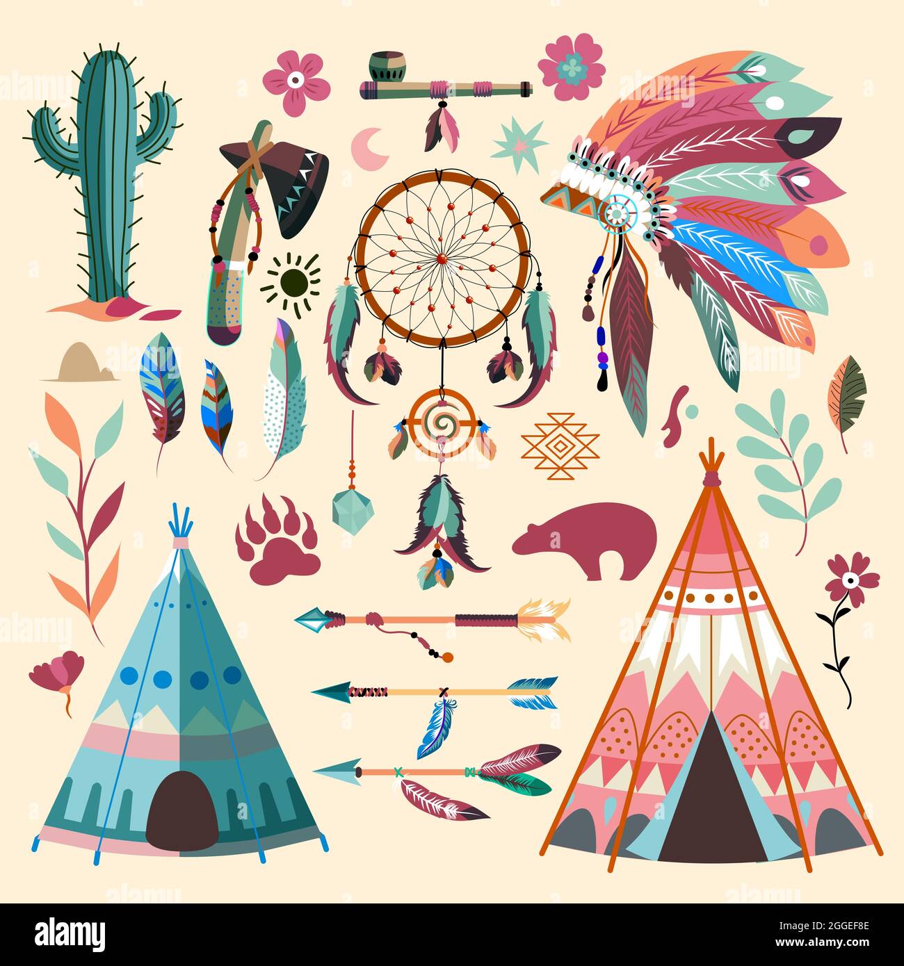 Detailed boho elements set Vector illustration Stock Vector Image & Art ...