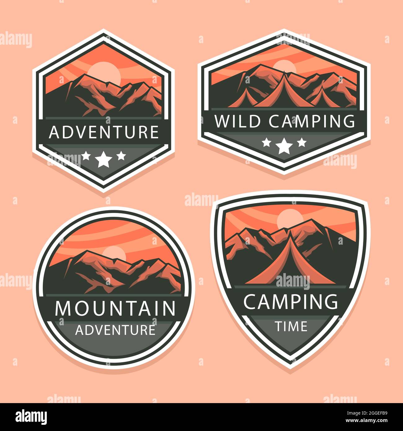 Detailed adventure badges set Vector illustration Stock Vector Image ...