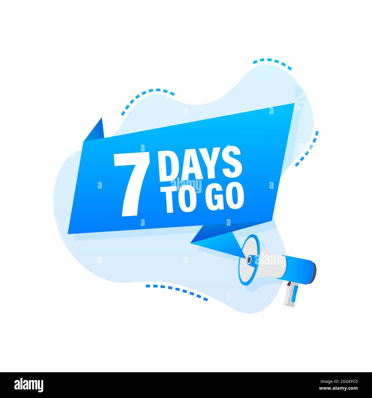 Male hand holding megaphone with 7 days to go speech bubble Stock ...