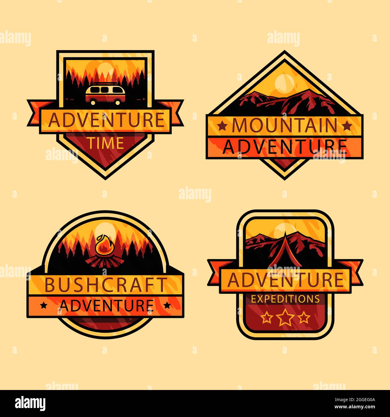 Detailed adventure badges set Vector illustration Stock Vector Image ...
