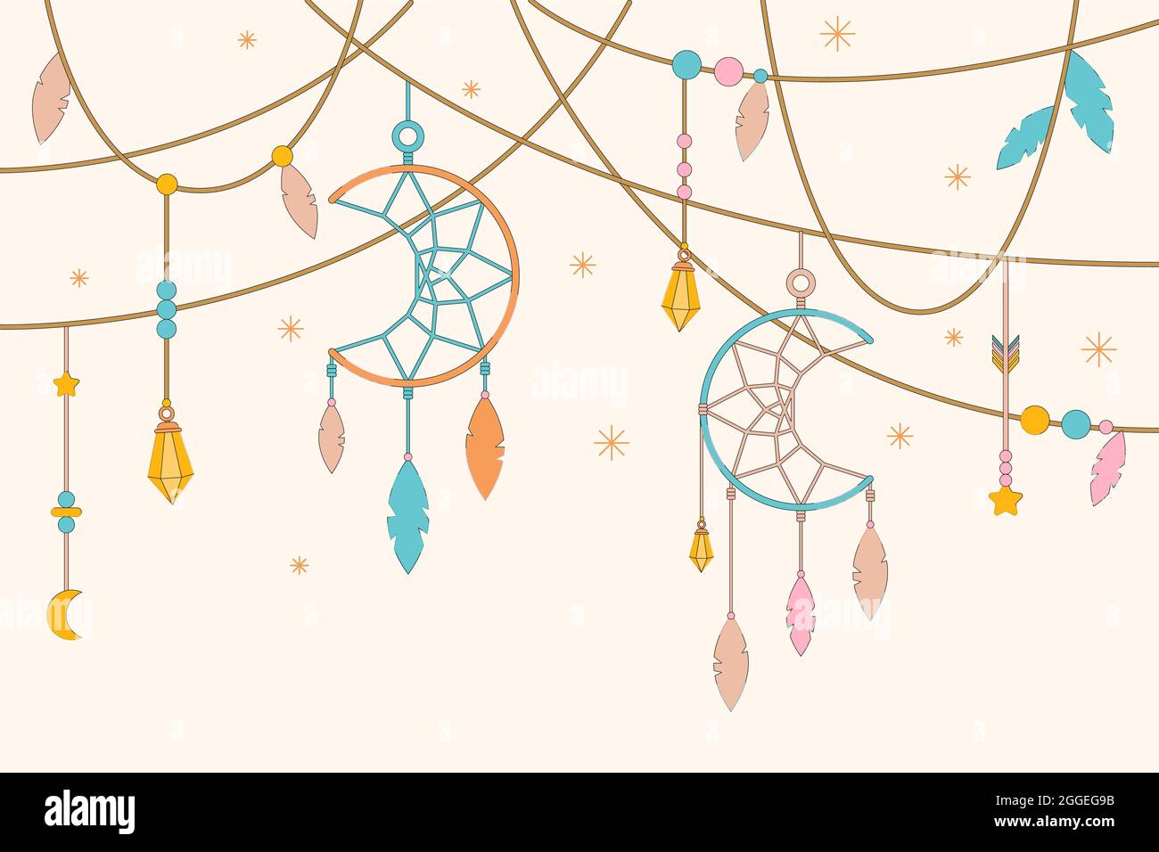 Flat design boho background Vector illustration Stock Vector Image ...