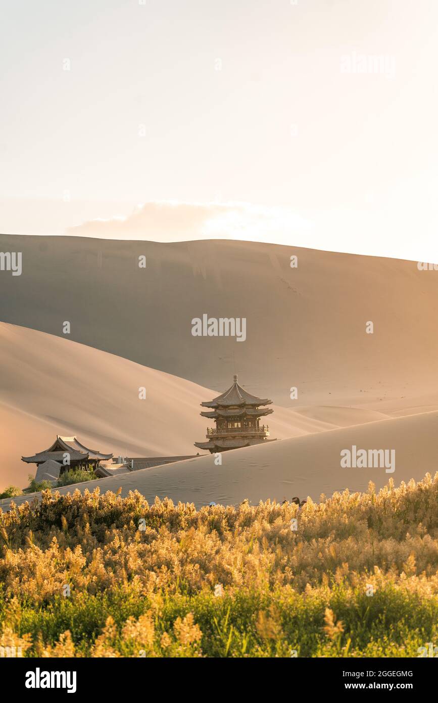 The crescent lake in the desert in Dunhuang, China Stock Photo - Alamy