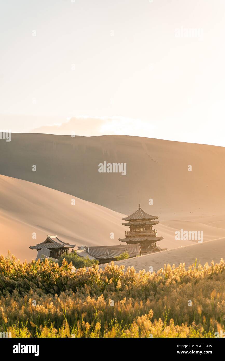The crescent lake in the desert in Dunhuang, China Stock Photo - Alamy